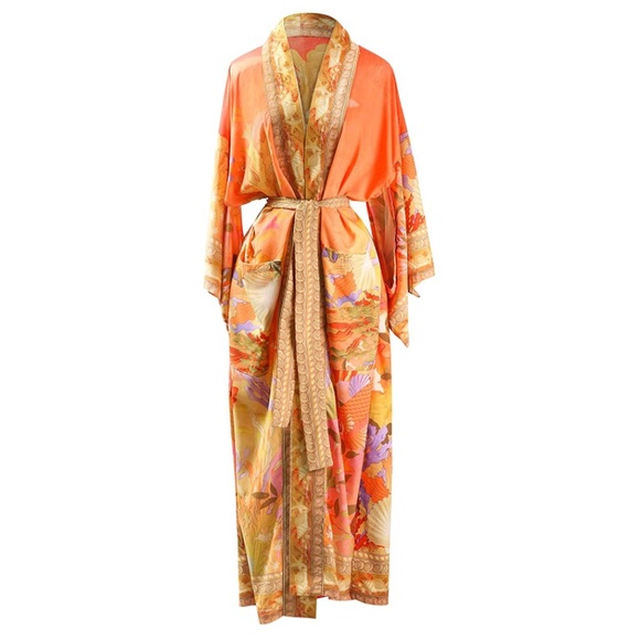Intimates & Sleepwear | Kimono Long Robe Cover Up Boho Tulum Beach ...